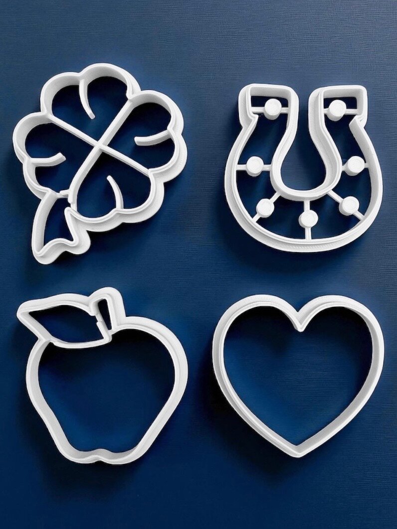 Вырубки для пряников и печенья "День святого Патрика, четырёхлистный клевер удачи, подкова, яблоко, сердце", 4 шт