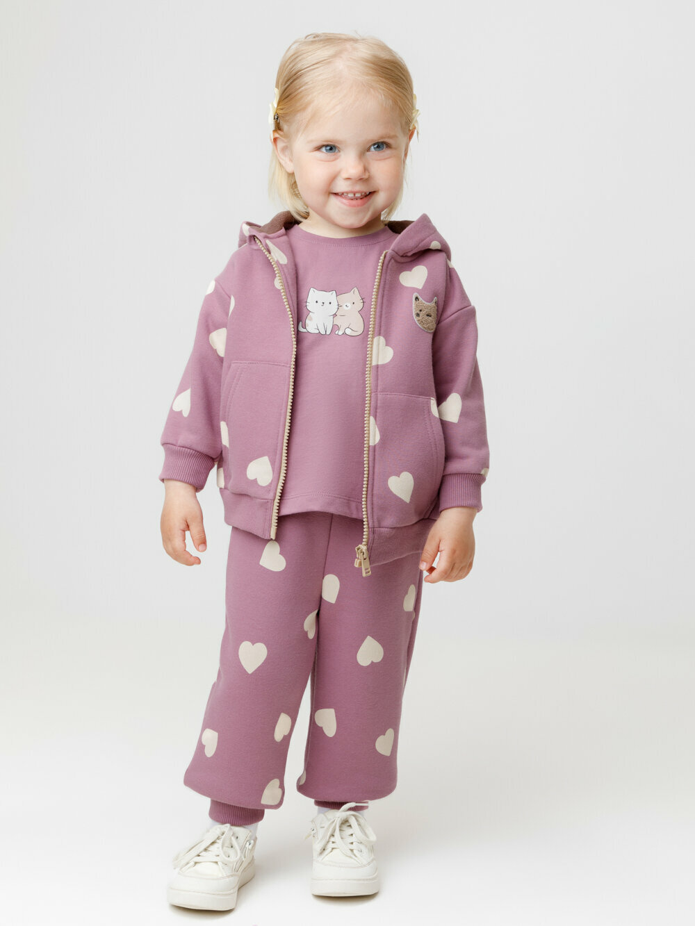 Брюки спортивные КР 400849/темная орхидея,сердечки к589