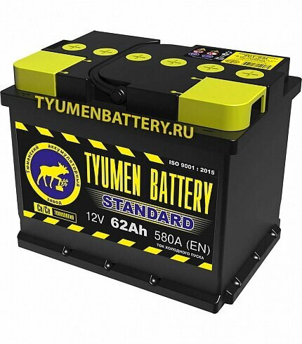 Аккумулятор tyumen battery standard 62 а/ч прямая l+ 242x175x190 en550 а