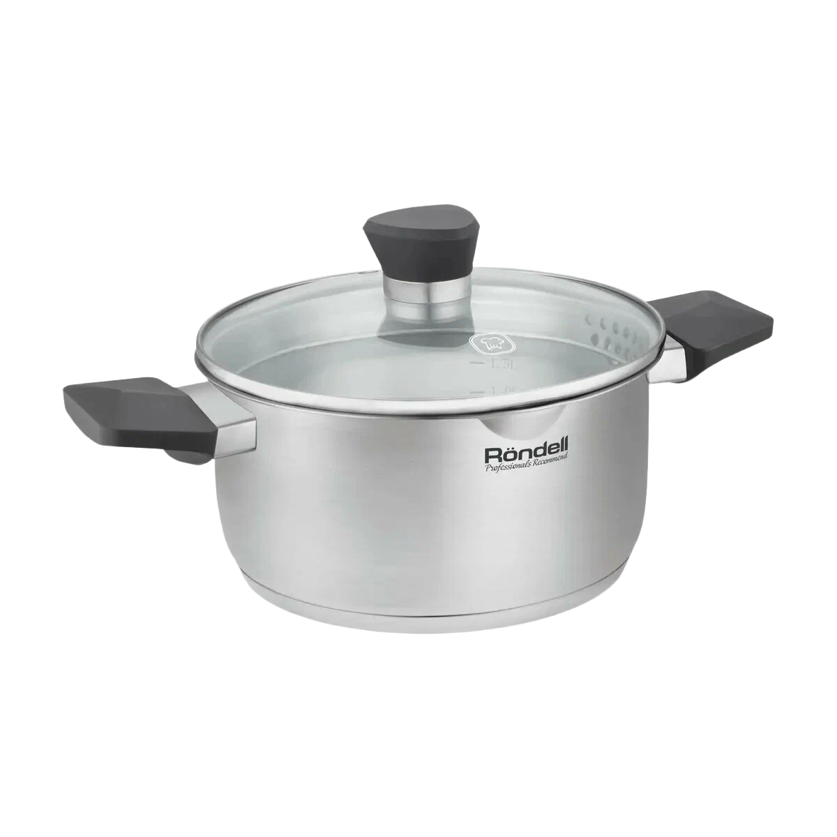 Кастрюля Rondell Strike Grey Ultra RDS-1949 стальной, объем 4.8 л, нержавеющая сталь, с крышкой
