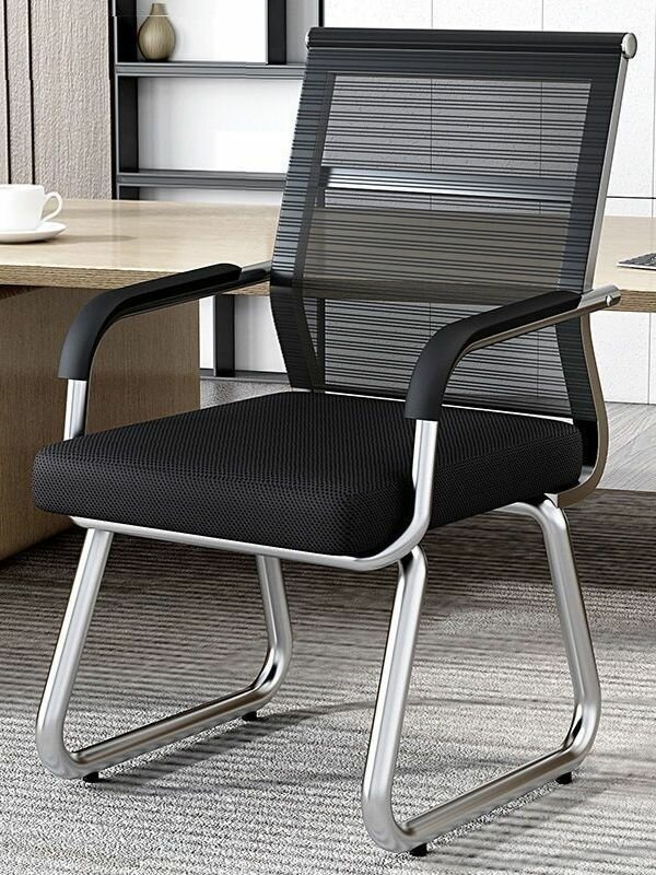 Офисный стул, губка с дышащей сеткой, с ножками, со спинкой, черный, 49 см*52 см*90 см