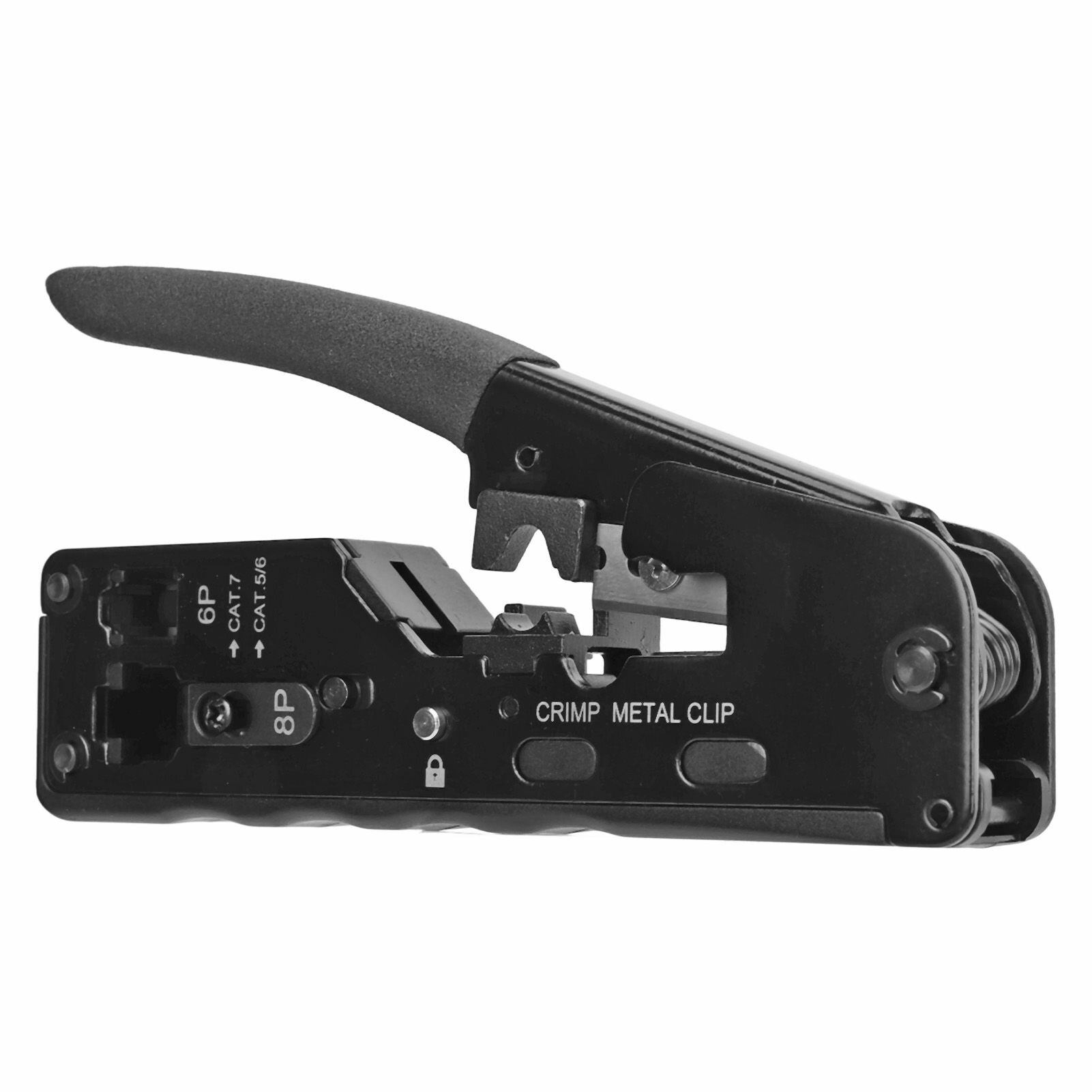 Сквозной обжимной инструмент RJ45 со стриппером и резаком, обжимной инструмент для 6- и 8-контактных Ethernet-проводов RJ11 RJ12 Cat5 Cat6 Cat7