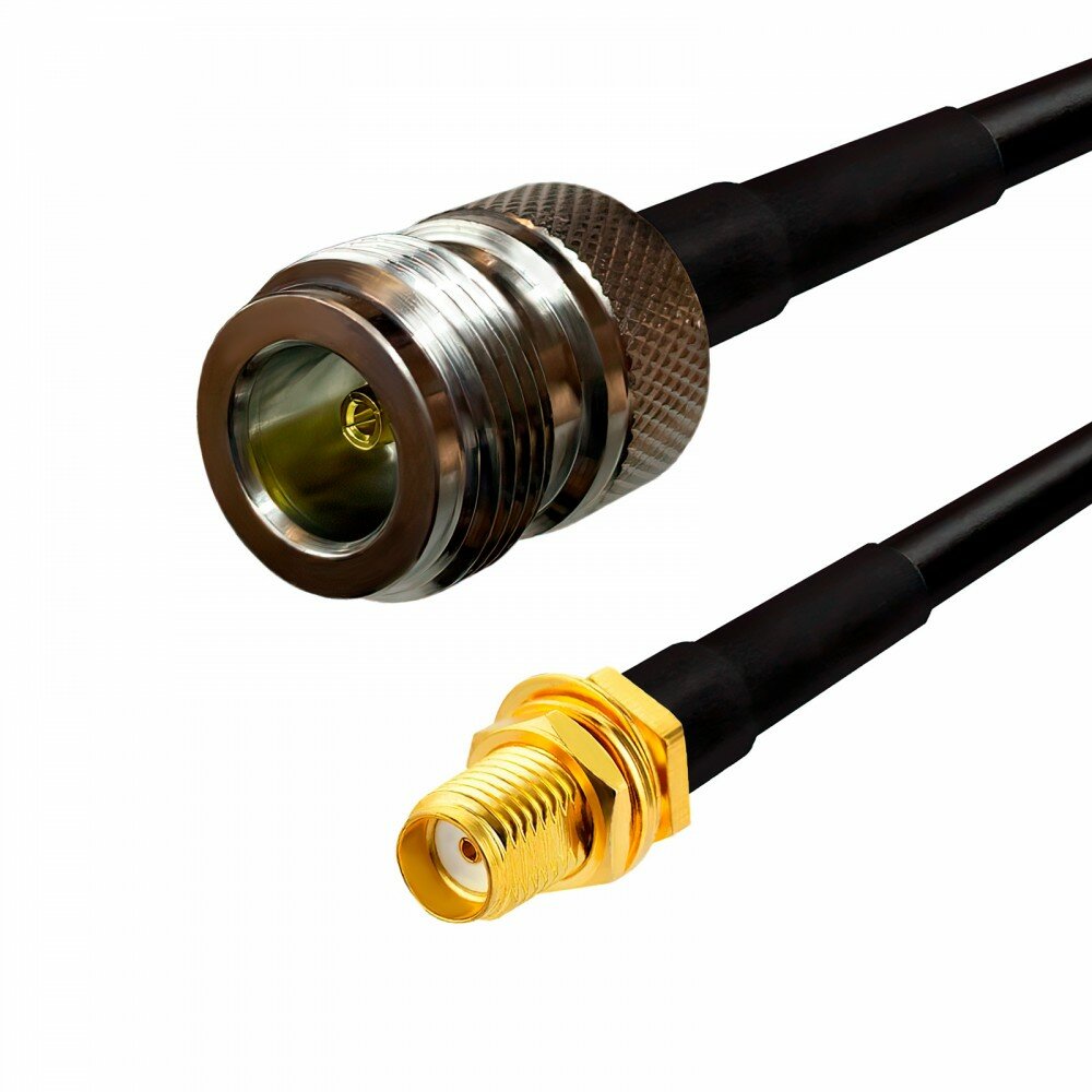 Кабельная сборка N-female - SMA-female 1 м, кабель 5D-FB CU (медь, черный)