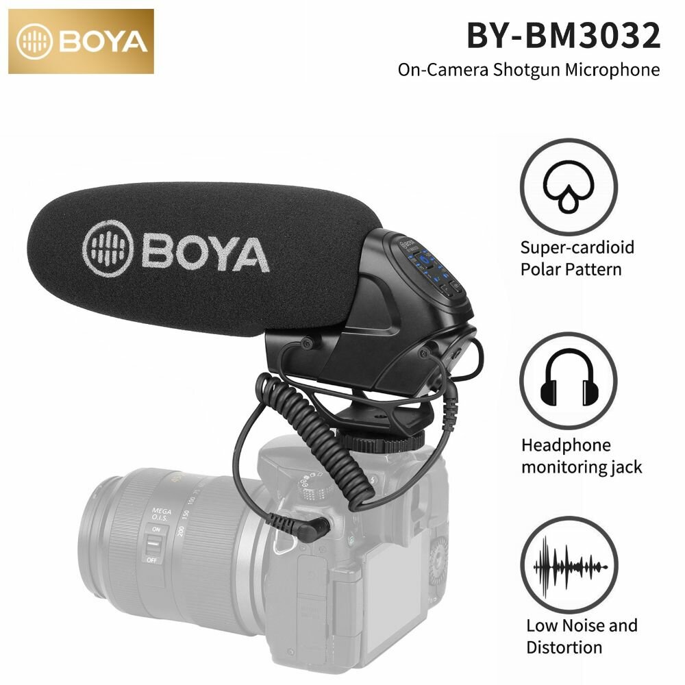 BOYA BY-BM3032 Встроенный конденсаторный микрофон для цифровой зеркальной видеокамеры с разъемом 3,5 мм