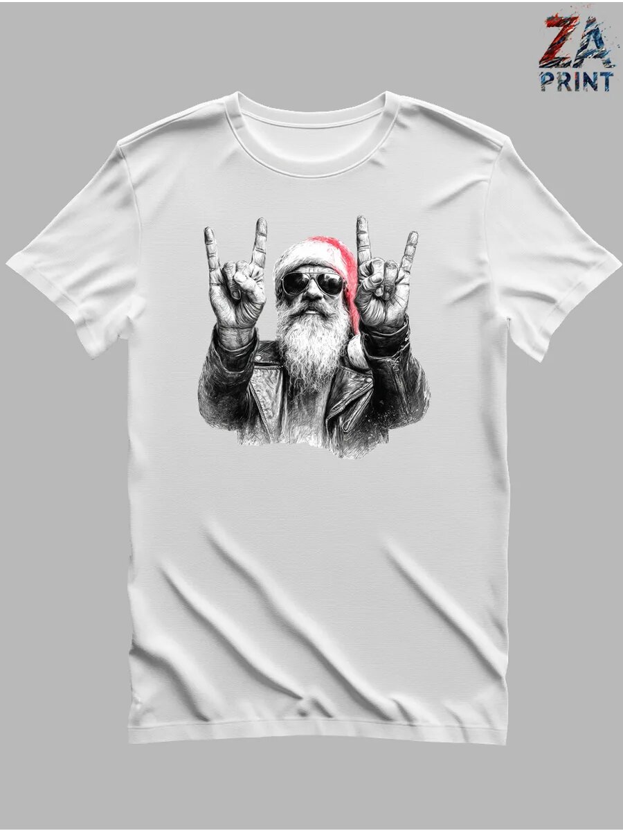 Футболка дед мороз рокер