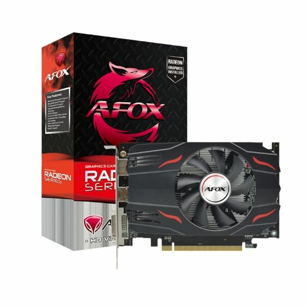 Видеокарта AFOX Radeon RX 550 2G (AFRX550-2048D5H4-V6) - PCI Express 3.0/3.1 x16, 2 ГБ, GDDR5, 128 бит, DisplayPort, DVI, HDMI, GPU 1183 МГц