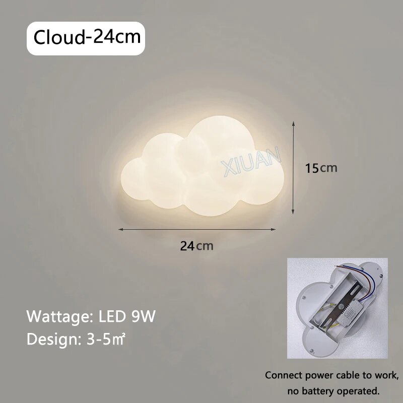 Настенные светильники XIUAN Белые облака для детской 220В 3 Color Temperature, Cloud 24cm