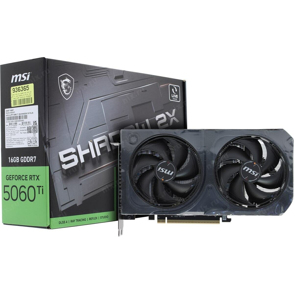 MSI RTX 5060 TI 16G SHADOW 2X PLUS (16 Гб, GDDR7, 128 бит, PCI Express, 3xDP,1xHDMI)