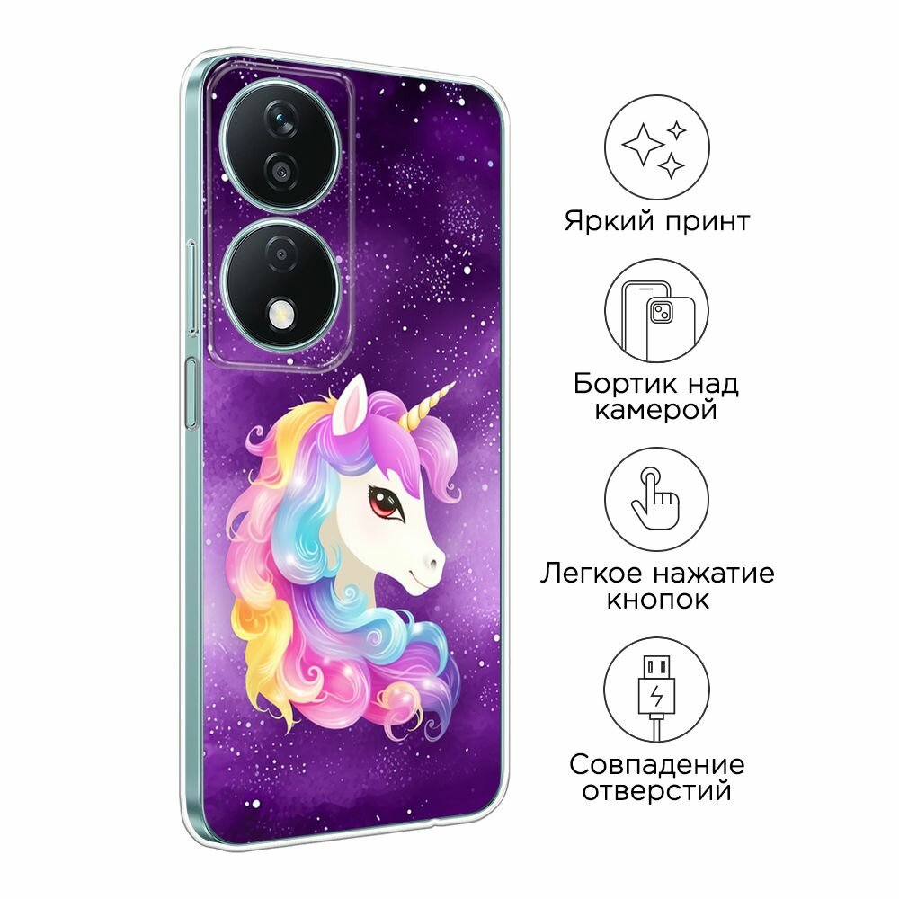 Чехол на Honor X7B/90 Smart / Хонор X7B/90 Смарт с принтом "Кудрявый единорог" — фото 1