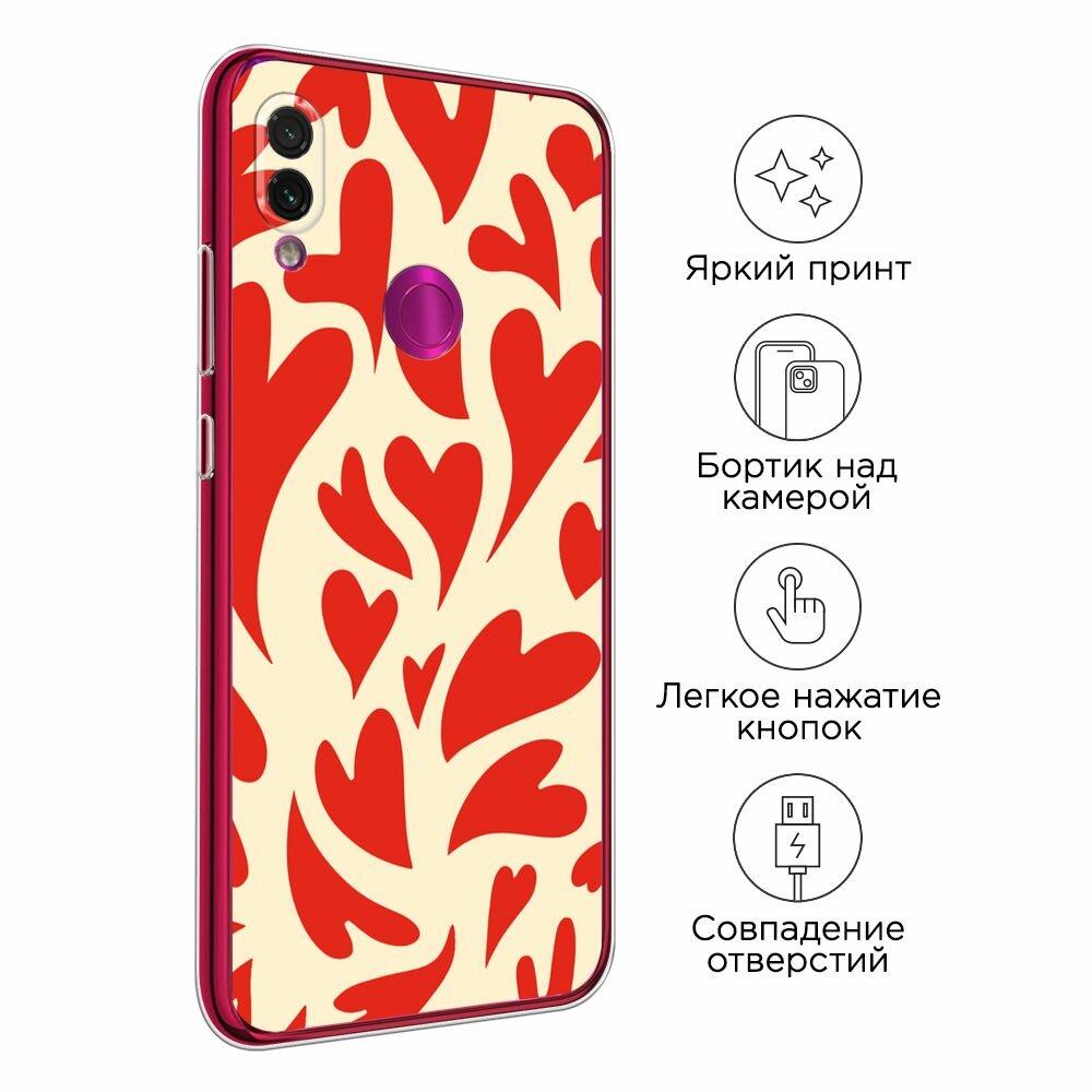 Чехол на Xiaomi Redmi Note 7 / Сяоми Редми Нот 7 с принтом "Crazy hearts 1 - 14 февраля" — фото 1