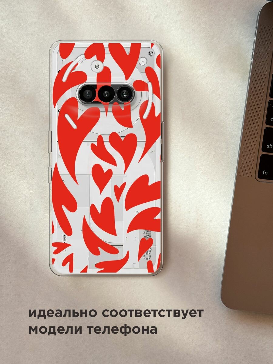 Чехол на Nothing Phone 3a / Нотинг Фон 3а с принтом "Crazy hearts 2 - 14 февраля", прозрачный — фото 1