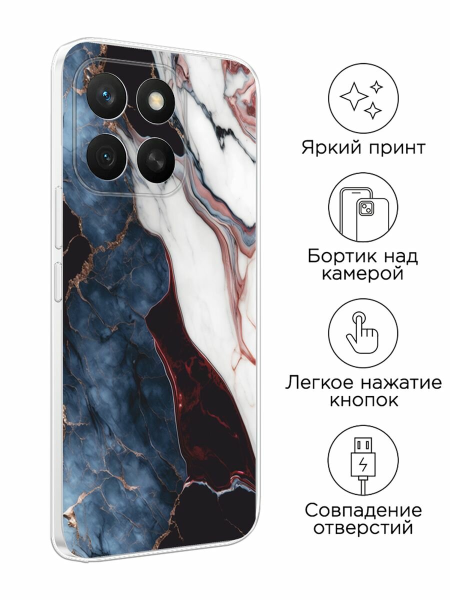 Чехол на Honor X8c / Хонор X8c с принтом "Благородный мрамор" — фото 1
