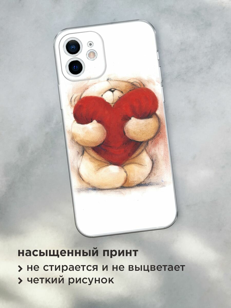 Чехол на Apple iPhone 12 mini / Айфон 12 Мини с принтом "Мишка с сердцем 1" — фото 1