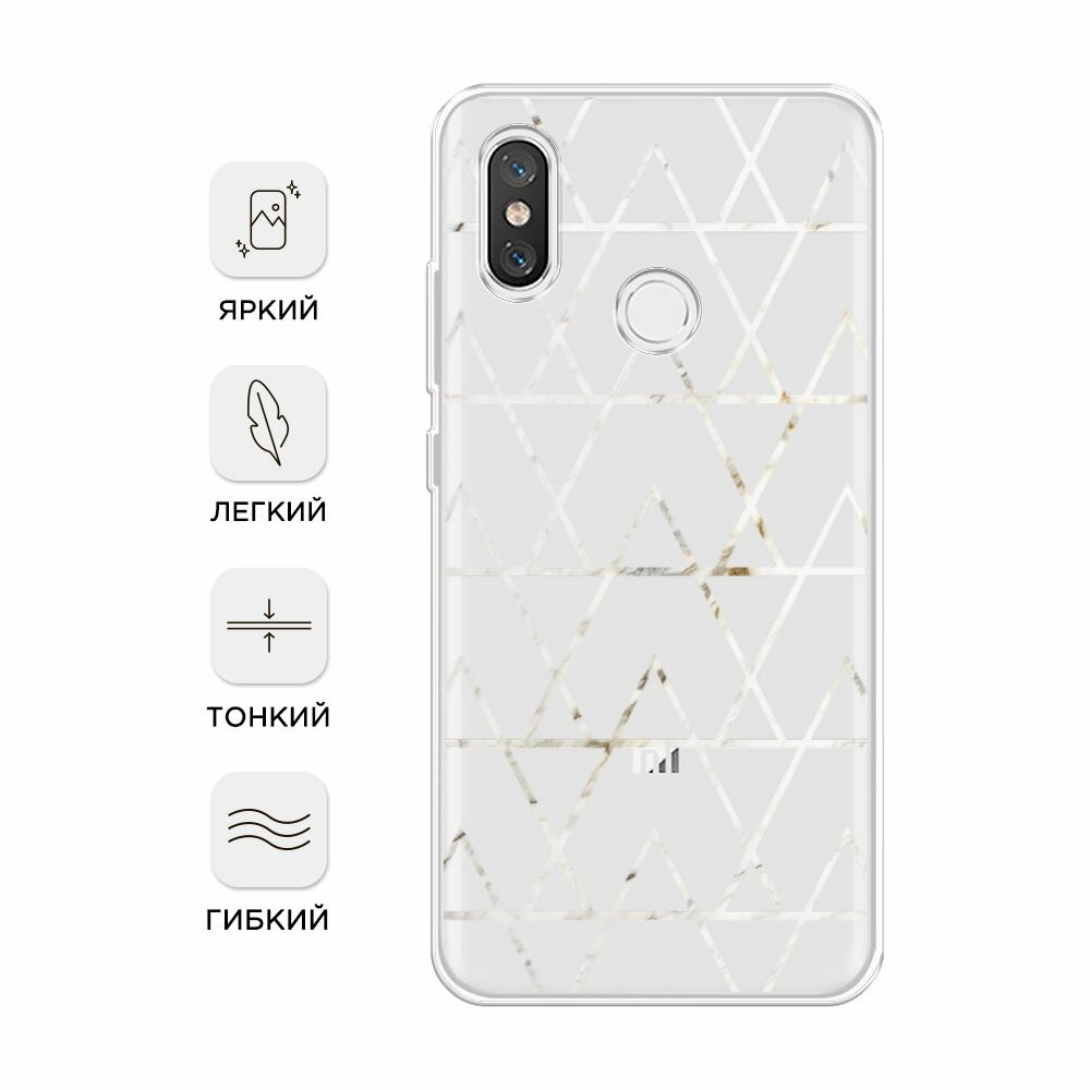 Чехол на Xiaomi Mi 8 / Сяоми Ми 8 с принтом "Треугольники трафарет", прозрачный — фото 1