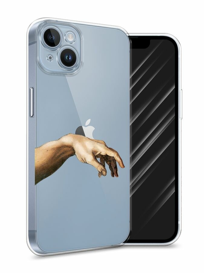 Чехол на Apple iPhone 14 / Айфон 14 с принтом Creazione di Adamo 1, прозрачный