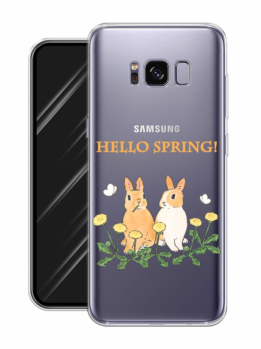 Чехол на Samsung Galaxy S8 + / Самсунг Галакси С8 Плюс с принтом "Весенние кролики", прозрачный — фото 1