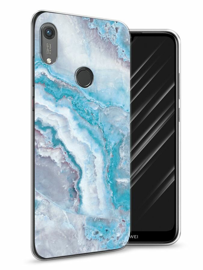 Чехол на Honor 8A/8A Pro/Huawei Y6s/Y6 2019 / Хонор 8А с принтом "Нежно-голубой мрамор"