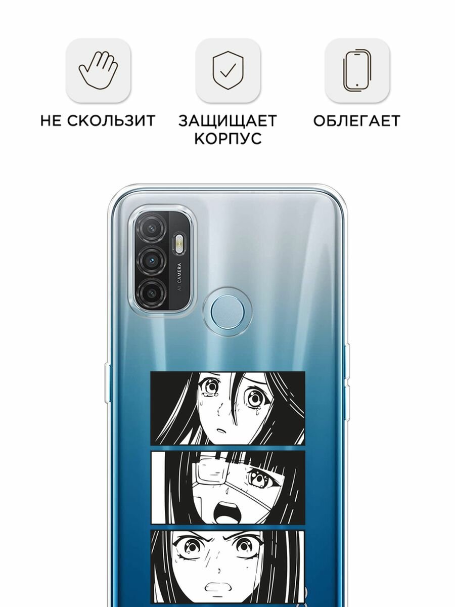 Чехол на Oppo A53 / Оппо А53 с принтом "Tokyo girls", прозрачный — фото 1