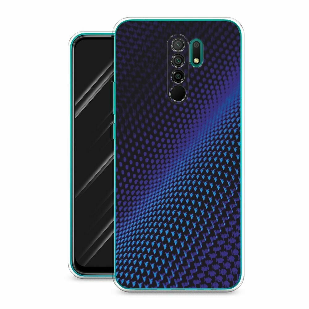 Чехол на Xiaomi Redmi 9 / Сяоми Редми 9 с принтом "Синий карбон" — фото 1