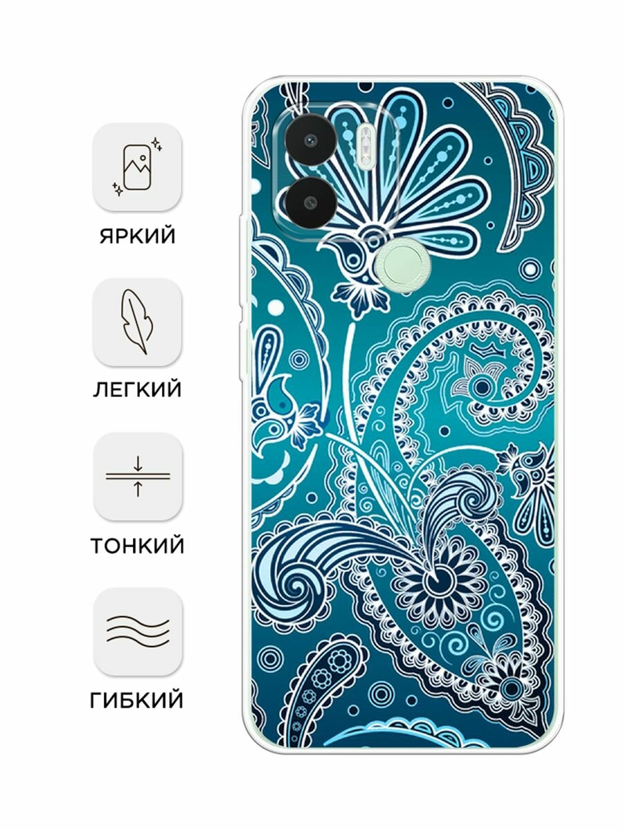 Чехол на Xiaomi Redmi A1+/Redmi A2+/Poco C51/C50 / Редми A1+ с принтом "Узоры на синем" — фото 1