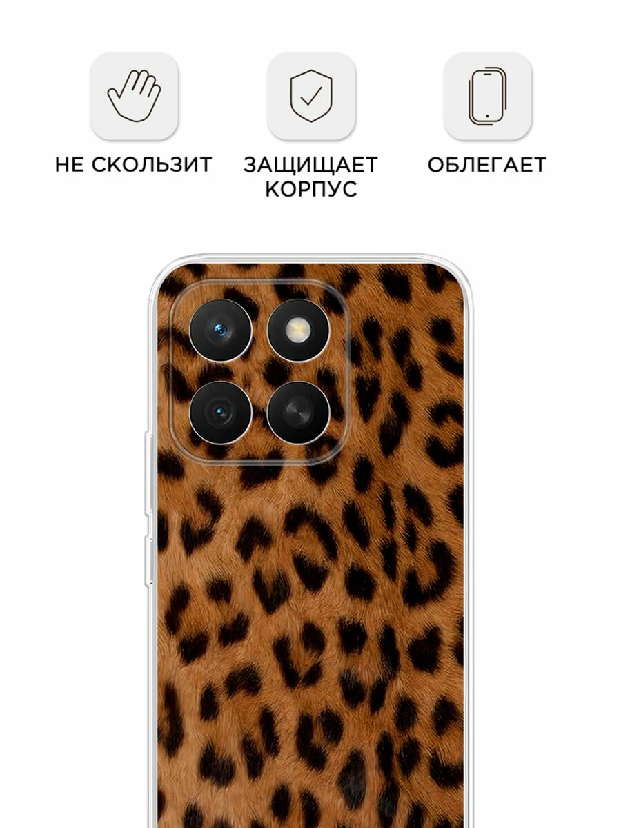 Силиконовый чехол на Honor X8c / Хонор X8c с принтом "Мех леопарда" — фото 1