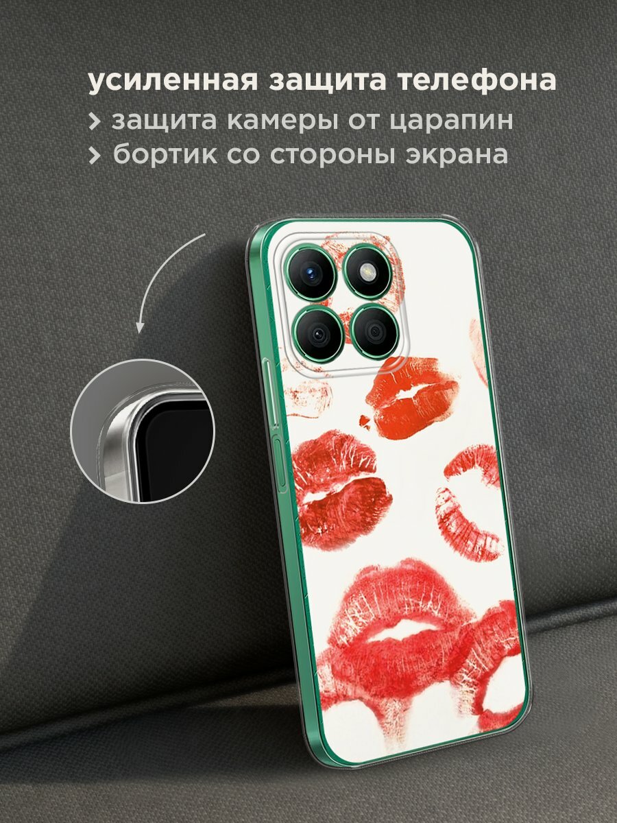 Силиконовый чехол на Honor X8B / Хонор X8B с принтом Следы помады — фото 1