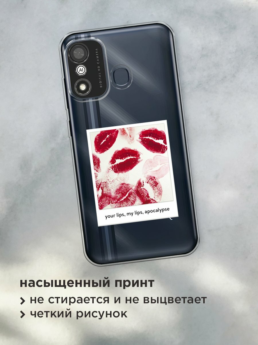 Чехол на Itel A27 / Ител А27 с принтом "Полароид губы 2" — фото 1