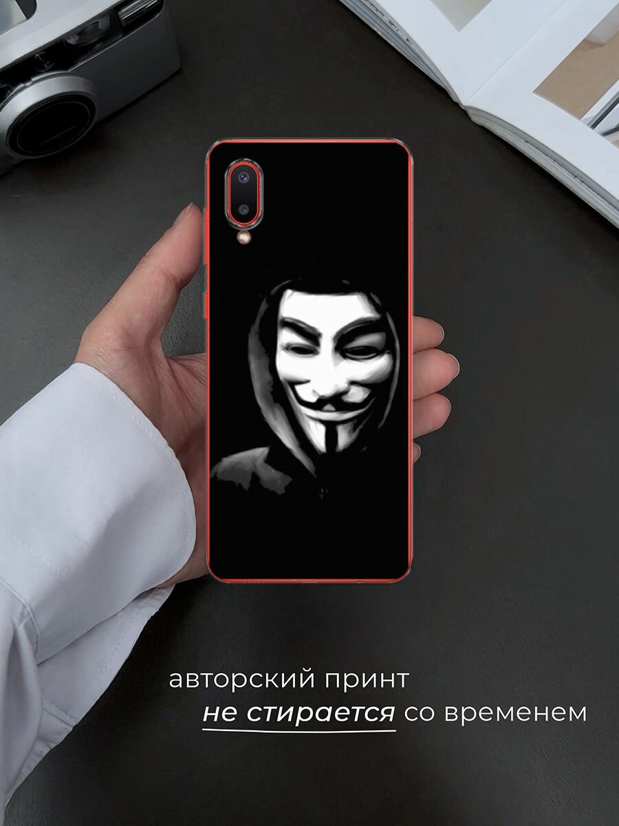 Чехол на Samsung Galaxy A02 / Самсунг Галакси А02 с принтом "Анонимус" — фото 1