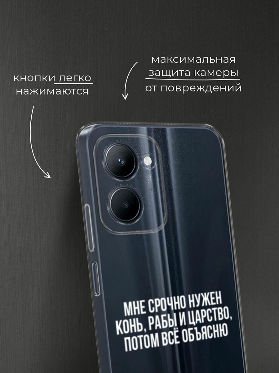 Чехол на Realme C33 / Реалми С33 с принтом "Мне срочно нужно все", прозрачный — фото 1