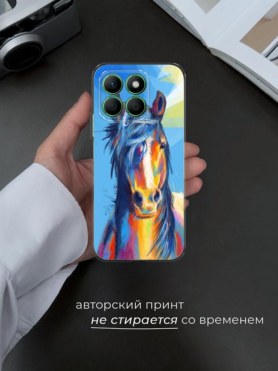 Силиконовый чехол на Honor X8B / Хонор X8B с принтом "Лошадь арт 3" — фото 1