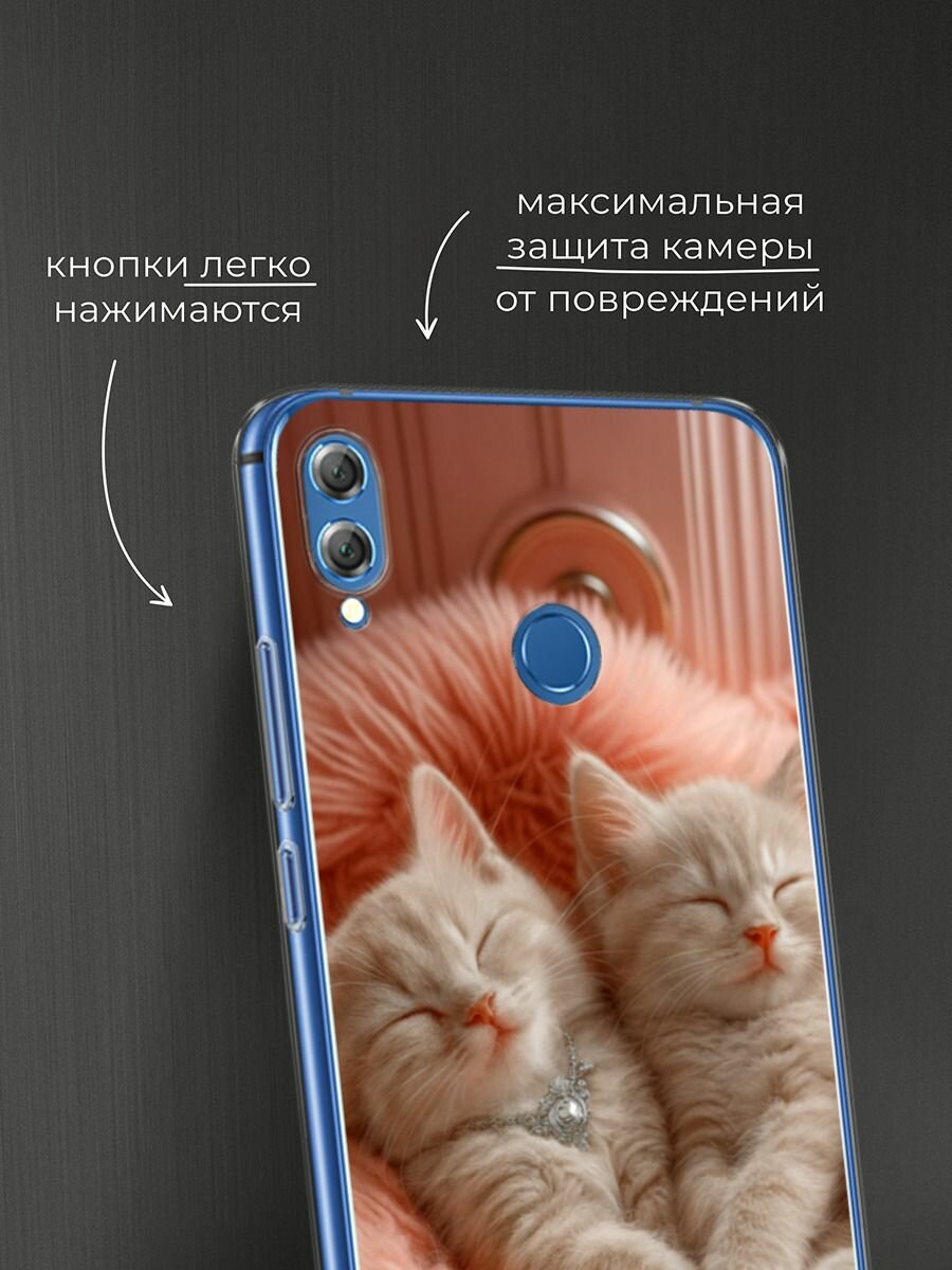 Силиконовый чехол на Honor 8X / Хонор 8Х с принтом "Спящие котики" — фото 1