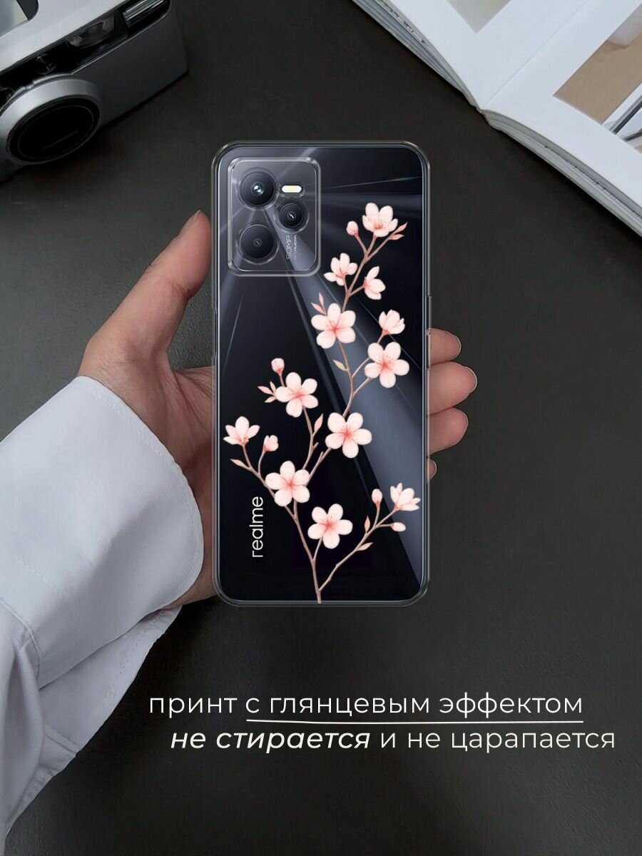 Чехол на Realme C35 / Реалми C35 с принтом "Веточка сакуры 2" — фото 1
