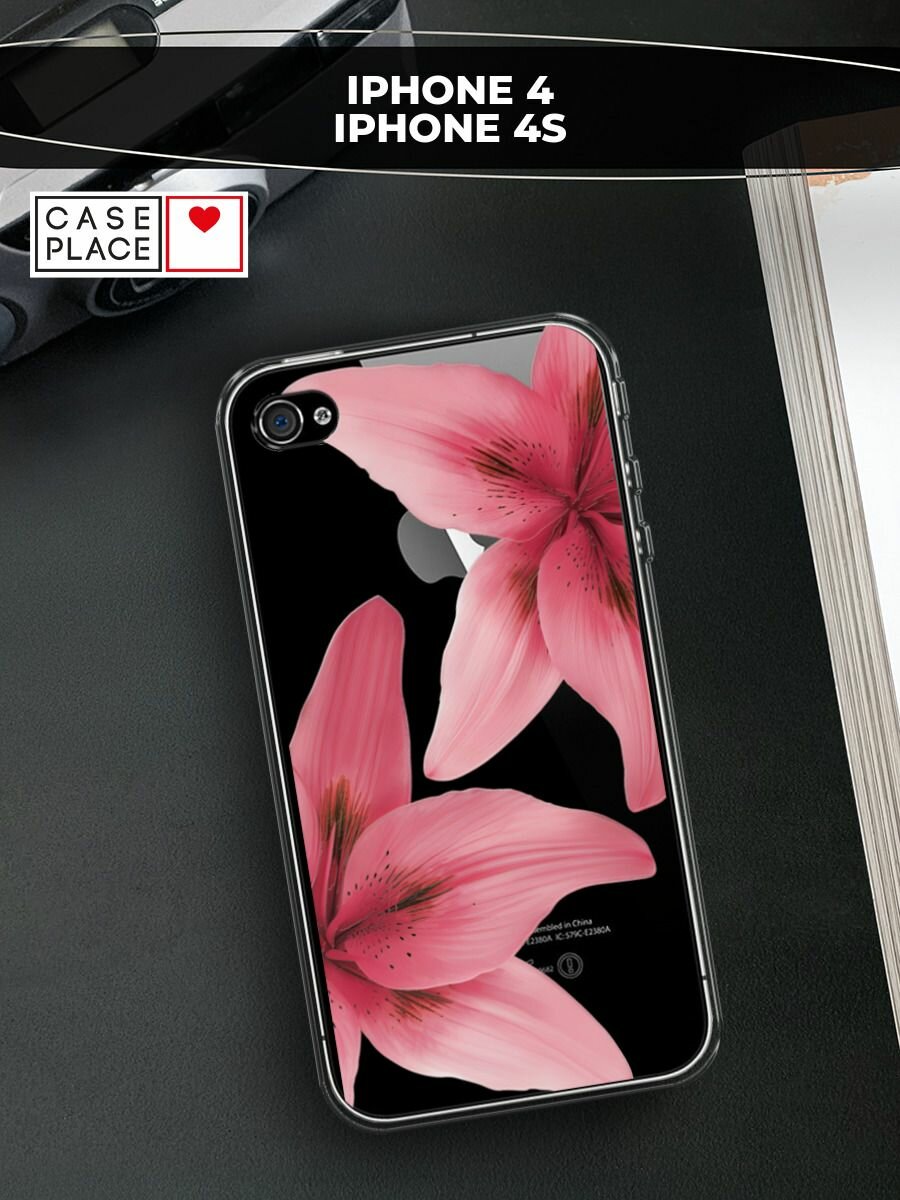 Чехол на Apple iPhone 4/4S / Айфон 4/4S с принтом "Pink flower"