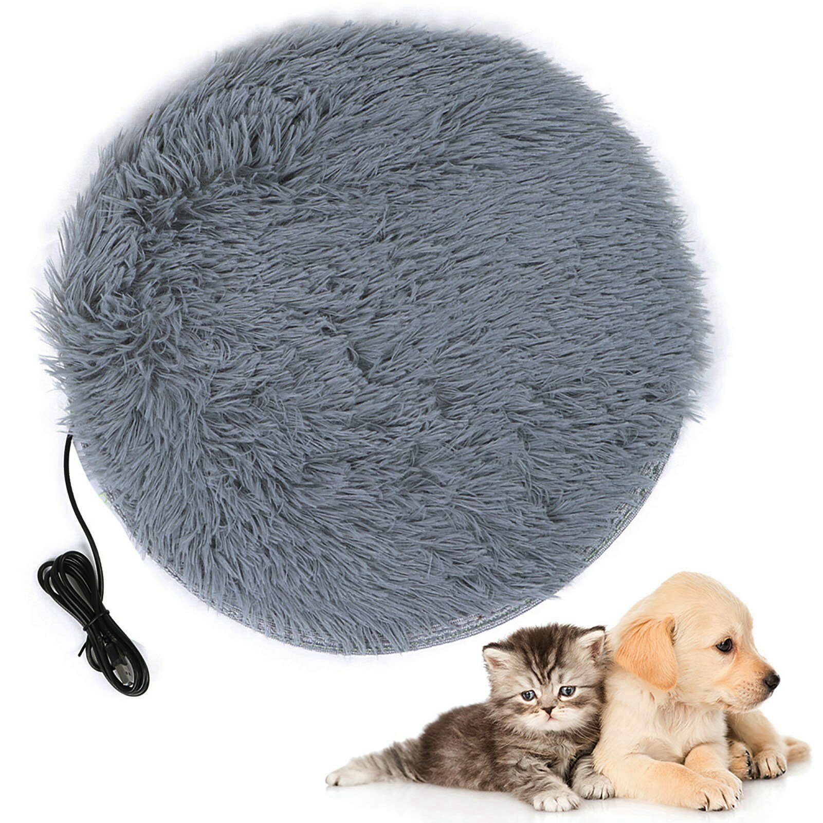 Plush Four Seasons USB Charging Interface Pet Electric Blanket Heating Pad Mat for Small Dogs CatsSilver Gray
