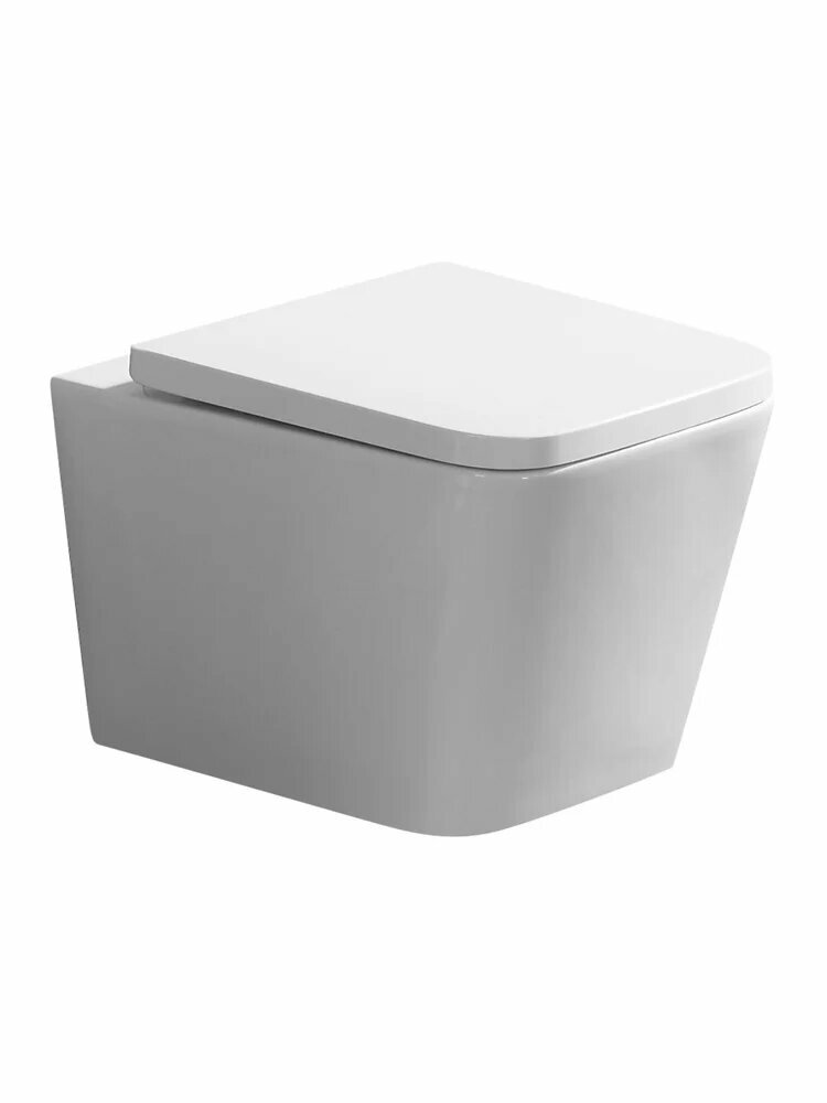 Умный унитаз подвесной Agger AT11150 с микролифтом, безободковый, без бачка, антивсплеск, фарфоровый, белый, глянцевый, прямоугольный, сиденье для унитаза в комплекте