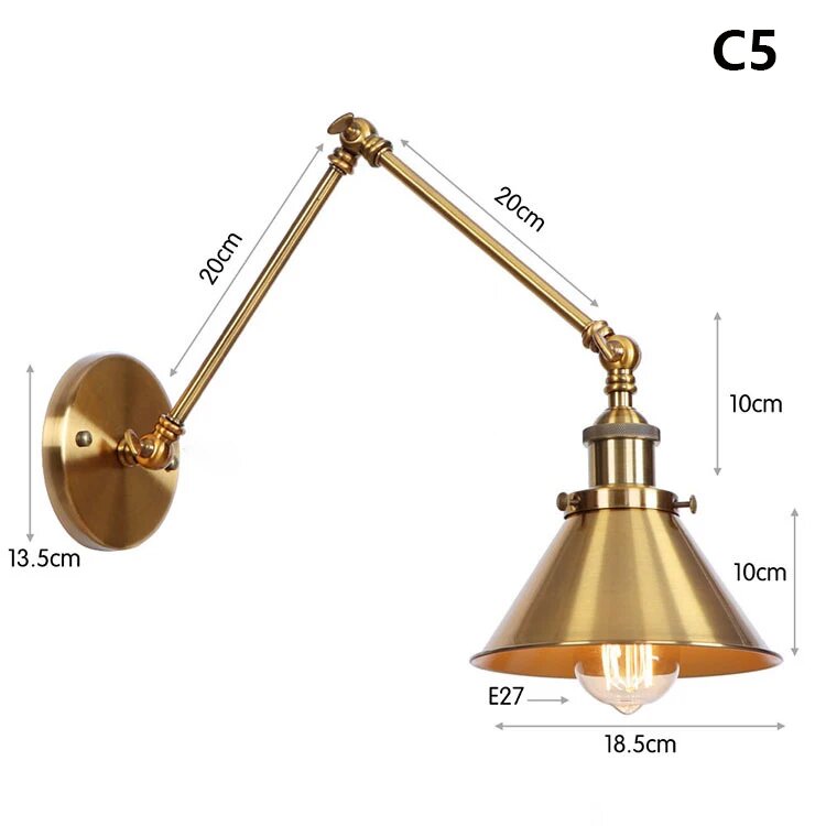 Настенный светильник WGNUUC, черный/латунь