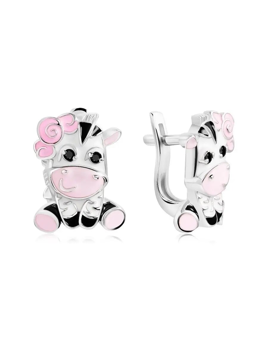 Серьги, серебро, 925 проба, родирование, эмаль