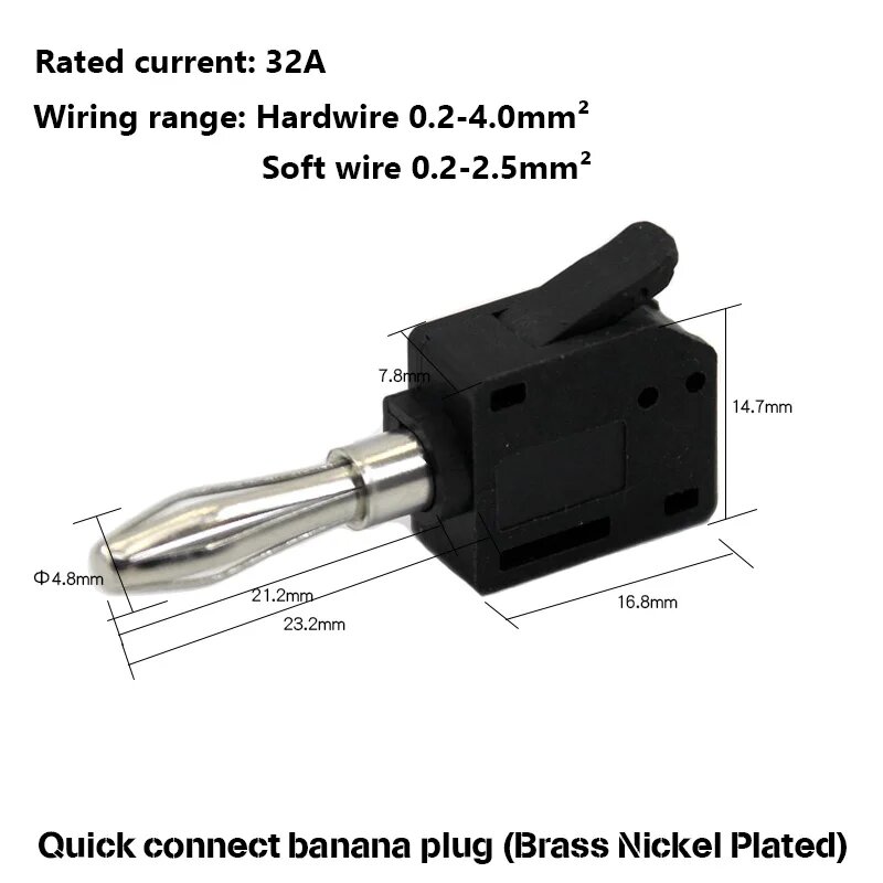 Банановый разъем Quick Connect, 32A, 0.2-4.0mm², ZSN-H, 10шт