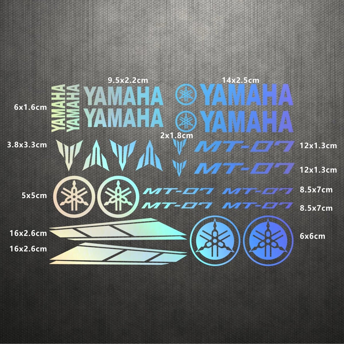Наклейка на мотоцикл Yamaha MT-07, цвет Laser