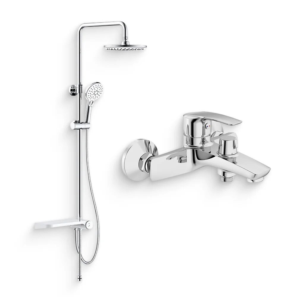 Душевой комплект Смеситель IDDIS Ray RAYSB02i02WA / Стойка RAYSW3Fi76