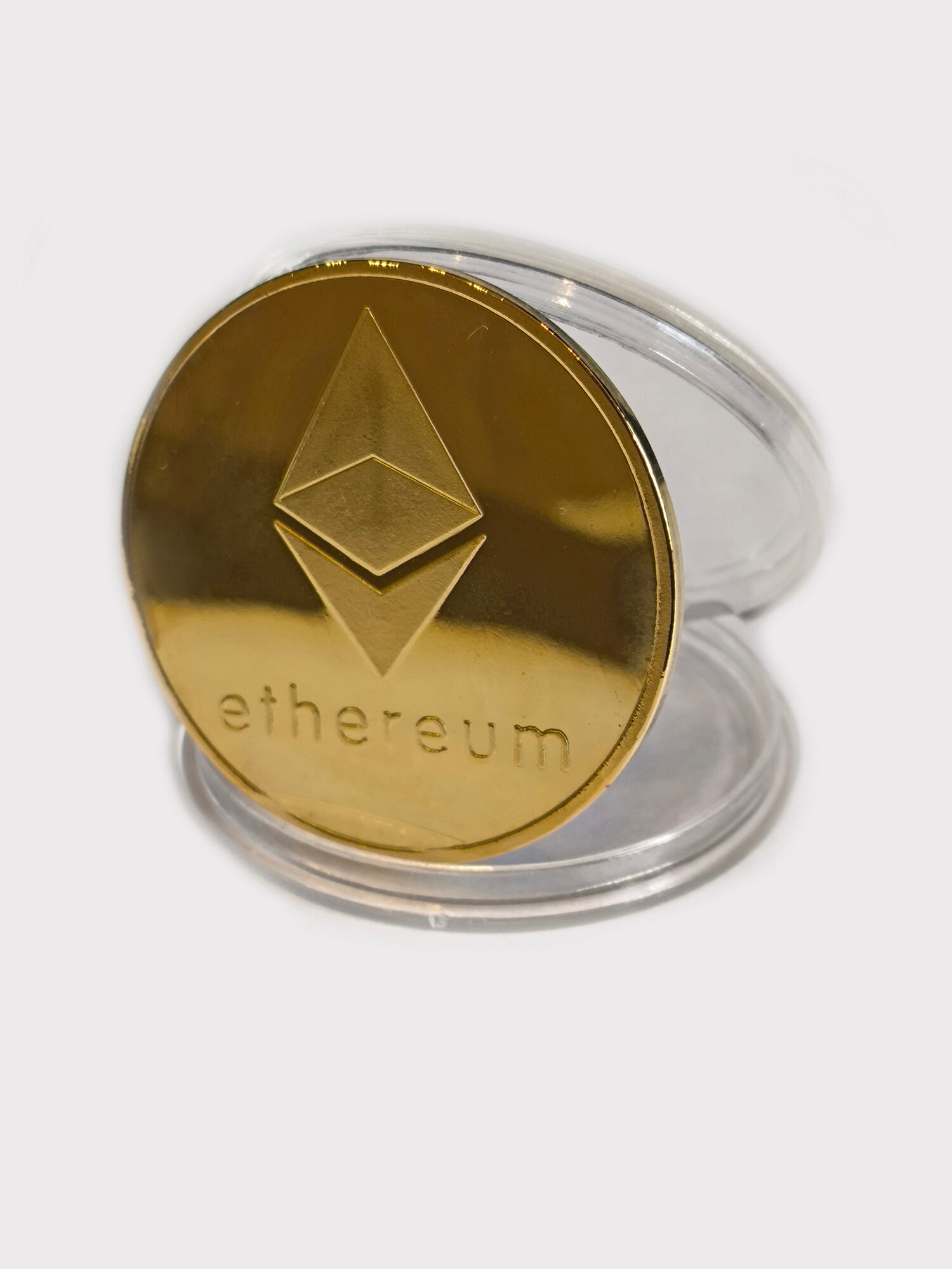 Ethereum сувенирная коллекционная монета (Золотистая) в пластиковом футляре