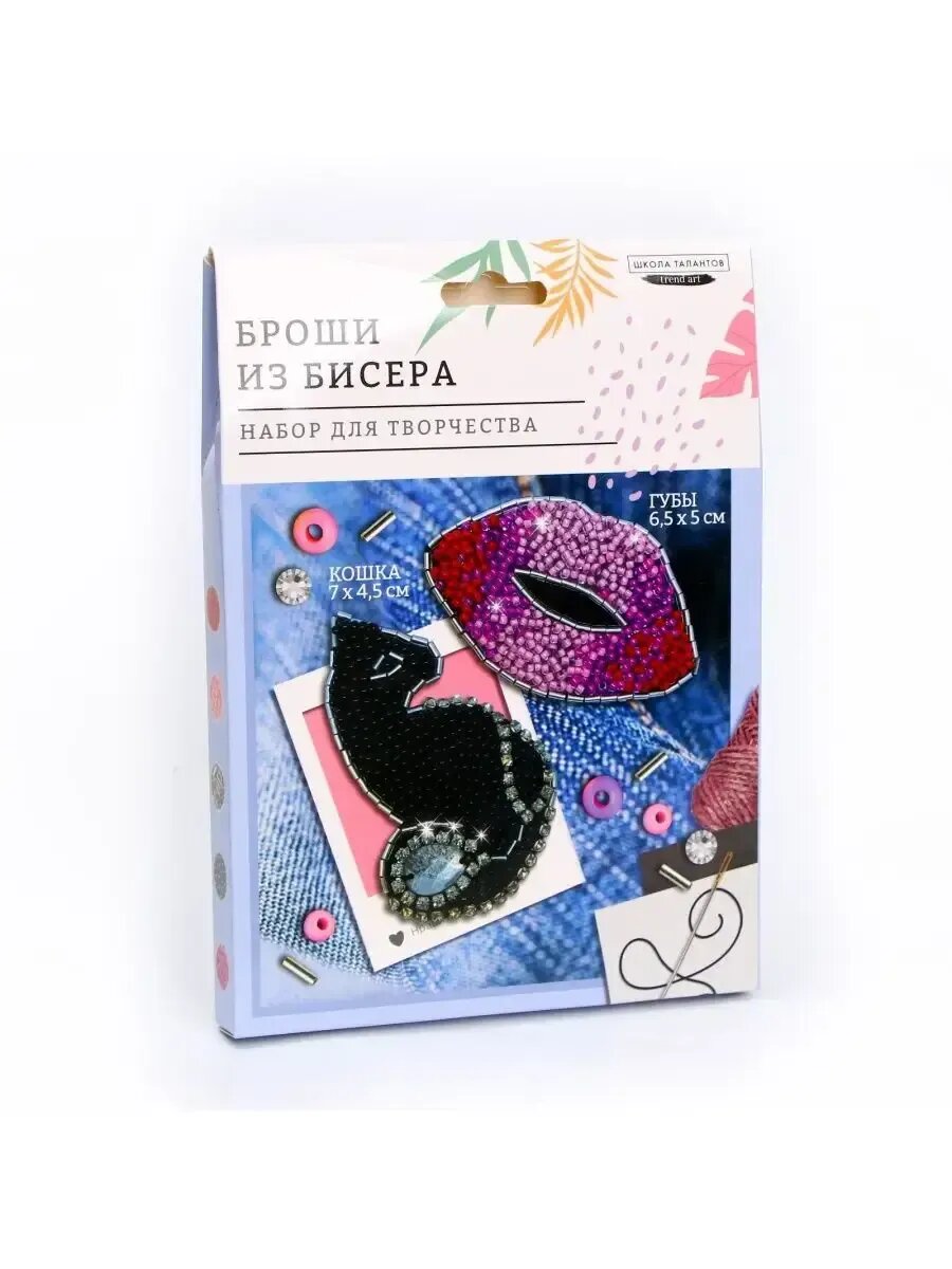 Вышивка бисером "Кошка и губы"