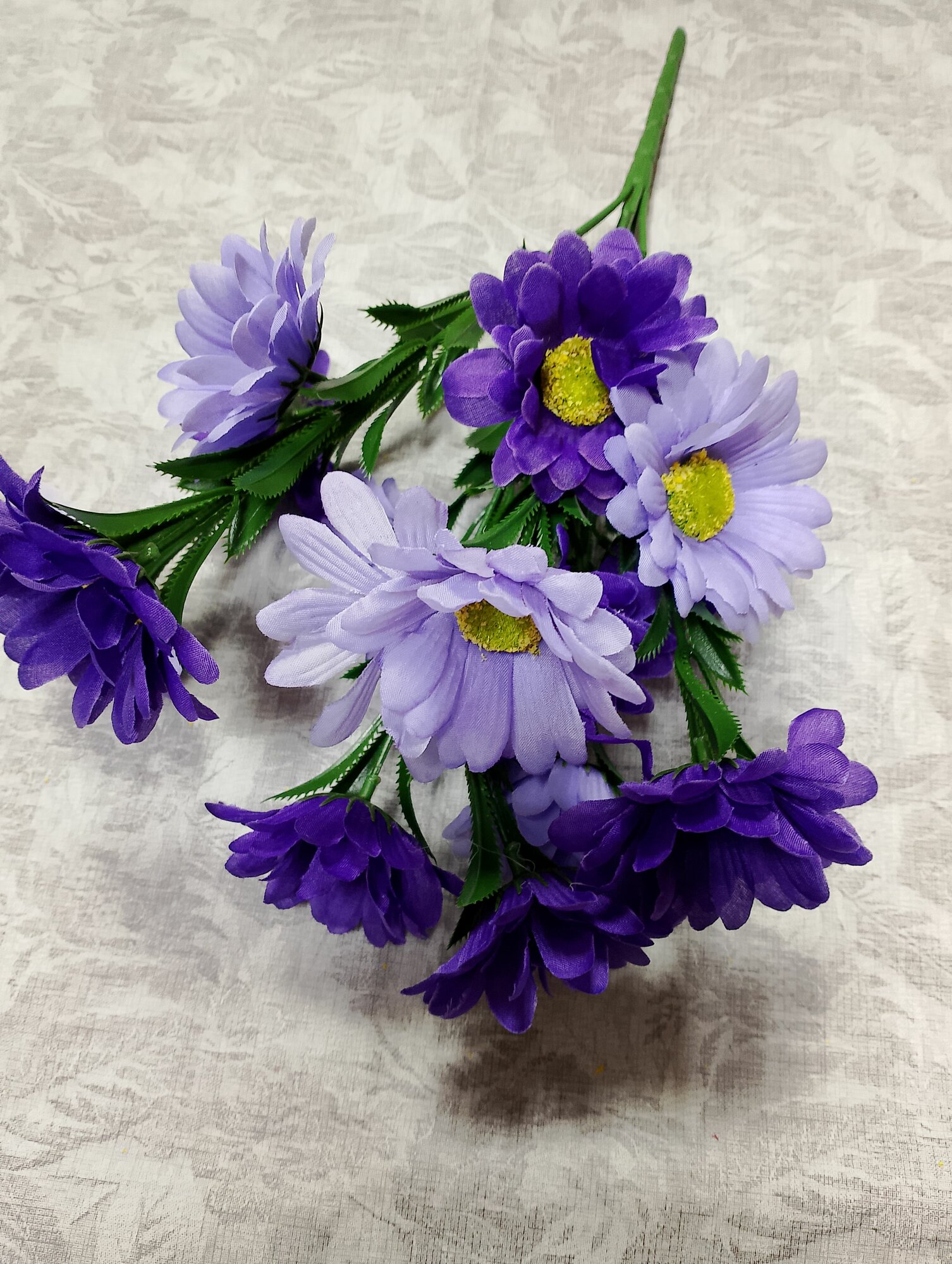 Искусственные цветы "Букет Гербера двухцветная" 14 бутонов, высота 50 см, цвет: сиреневый