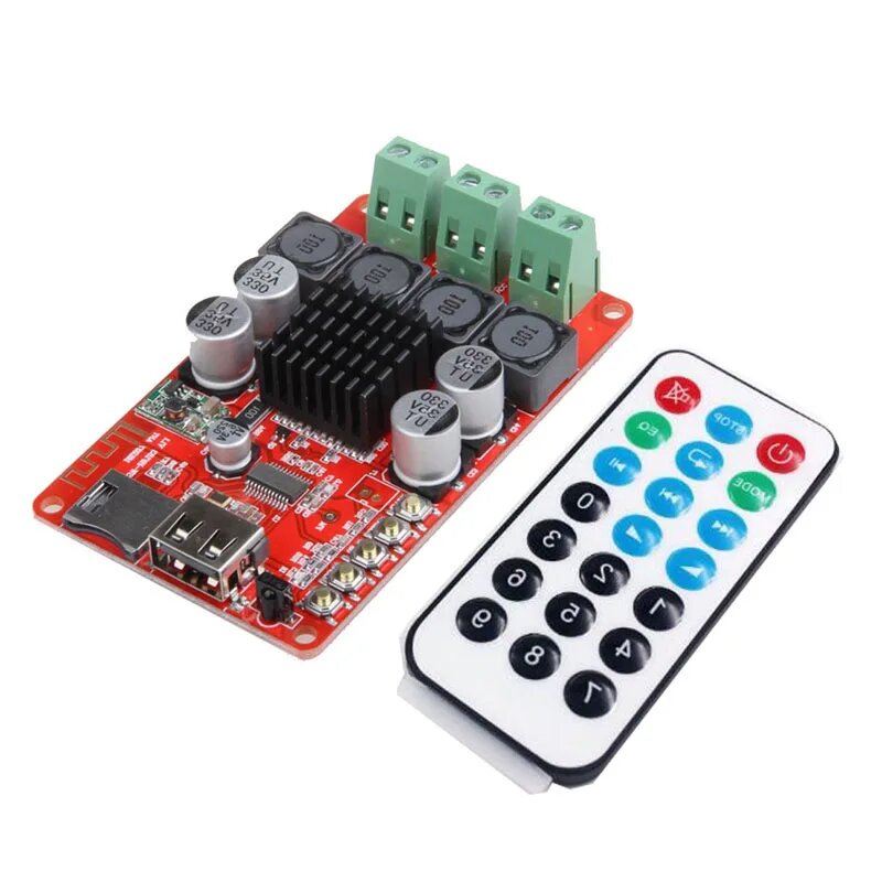 TPA3116 50 Вт * 2 Bluetooth приёмник цифровой аудио усилитель платы TF карты U диск плеер FM радио с пультом дистанционного управления для Динамик 85*52 мм