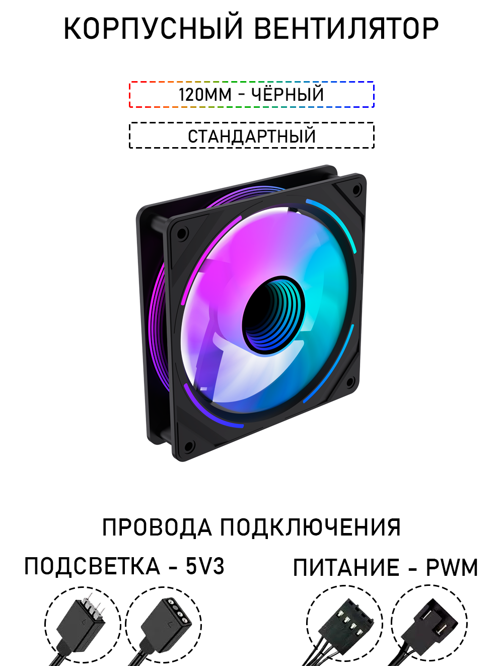 Вентилятор для корпуса Model S, A-RGB, 120мм, стандартный, чёрный