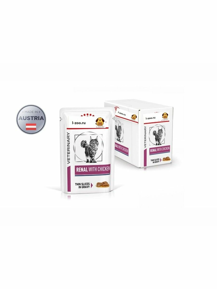 RENAL FELINE CHICKEN. Влажный диетический корм для взрослых кошек с курицей для поддержания функции почек 85гр х12шт
