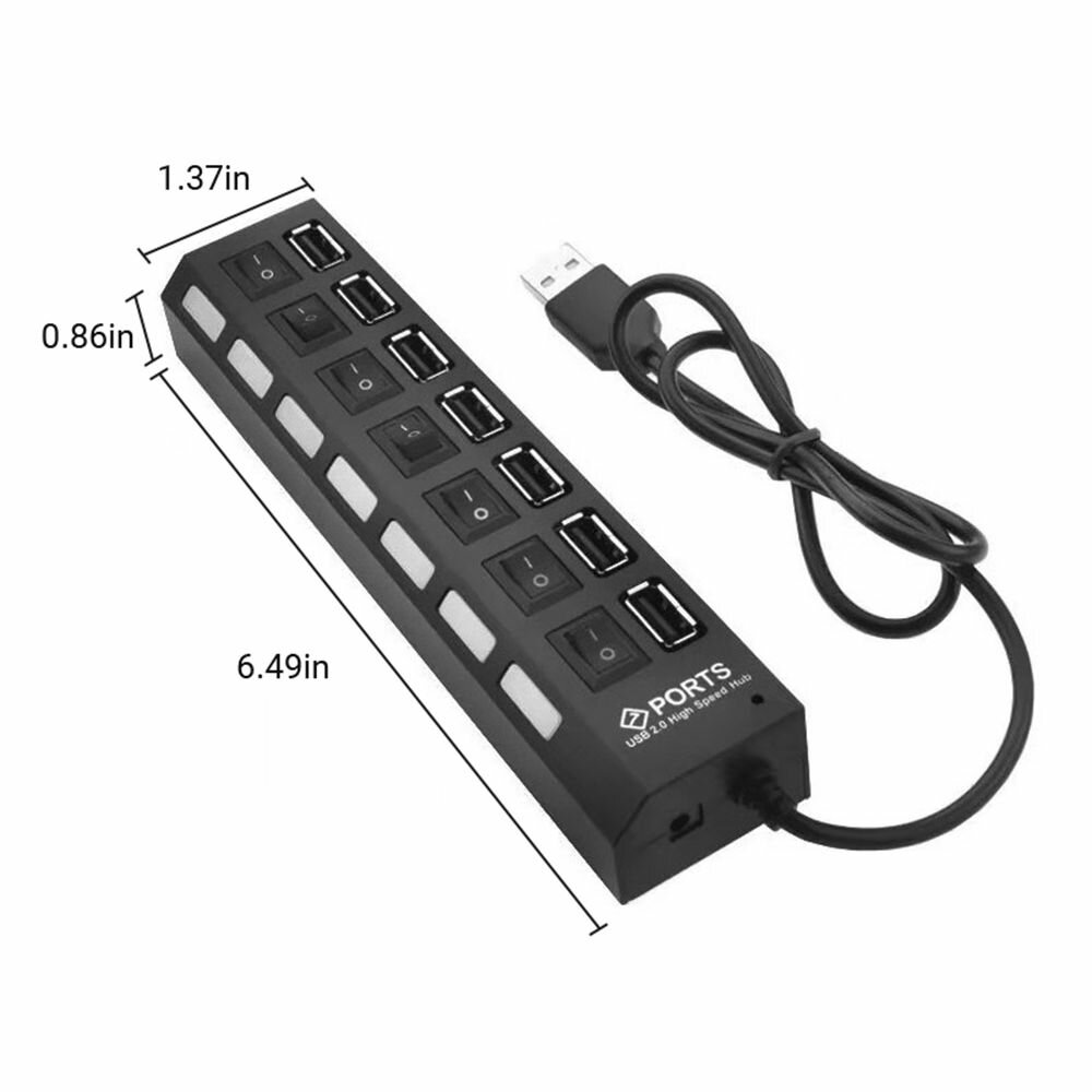 USB-концентратор 7-портов с выключателями