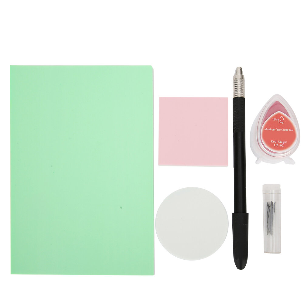 DIY Rubber Stamp Neving Kit Комплект вода капли формы чернила накладки.