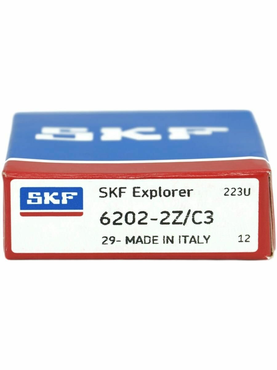 Подшипник 6202-2Z/C3 SKF (15x35x11 мм) шариковый радиальный, высокооборотистый с тепловым зазором для генератора, стартера и электроинструмента, 1 шт. — фото 1