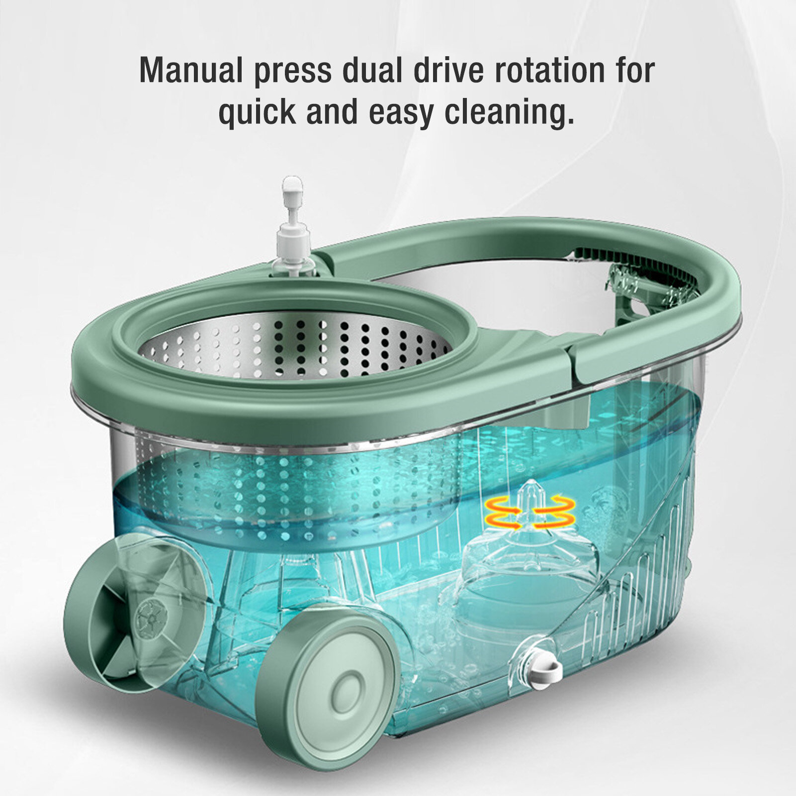 Ведро для швабры Spin Mop для мытья полов, система с двойным приводом, моющееся, многоразовое, экономящее труд